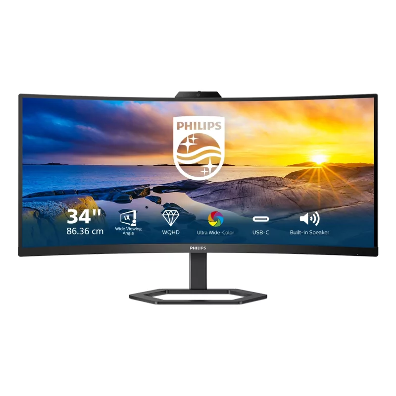 Philips LCD Monitor with Webcam Windows Hello - Black - 34E1C5600HE/00 ...